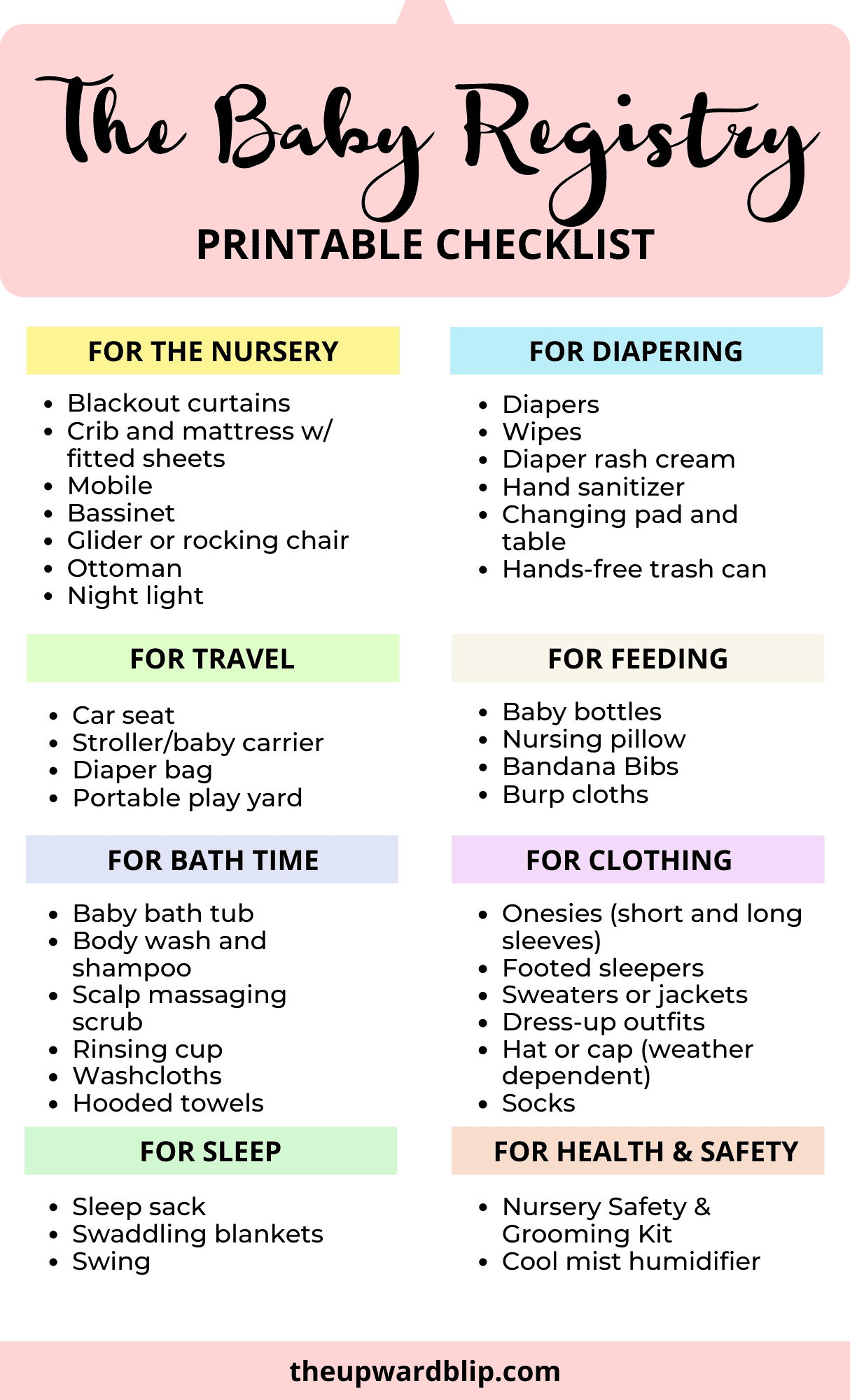 Baby Registry Checklist Printable