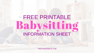 Babysitting Information Sheet Printable for Free