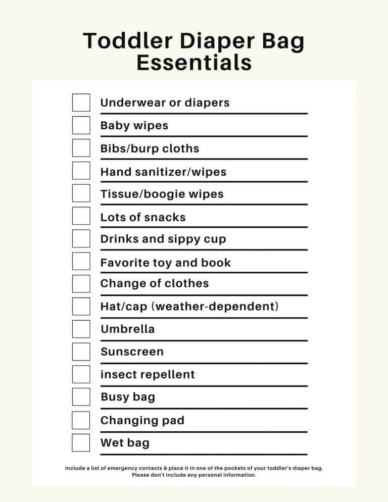 Toddler Diaper Bag Essentials (+Free Checklist)
