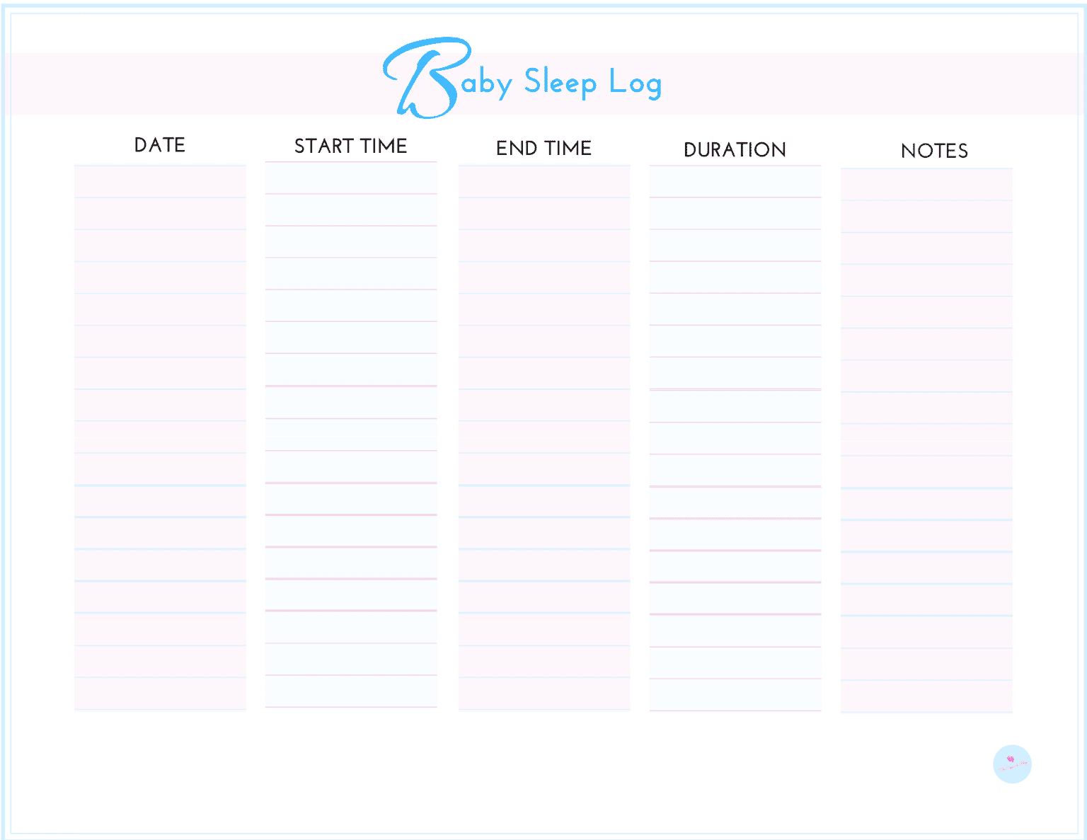 Free Printable Baby Sleep Log to Track Baby's Sleep