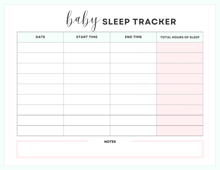 Free Printable Baby Sleep Log to Track Baby's Sleep